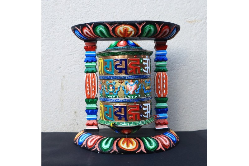 Colorful Handcrafted Prayer Wheel • Mantra and Astamangala Symbols ...